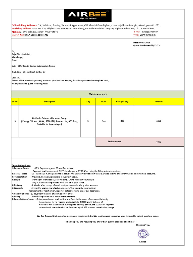 Airbee Offer For Air Cooler Pump | PDF | Business