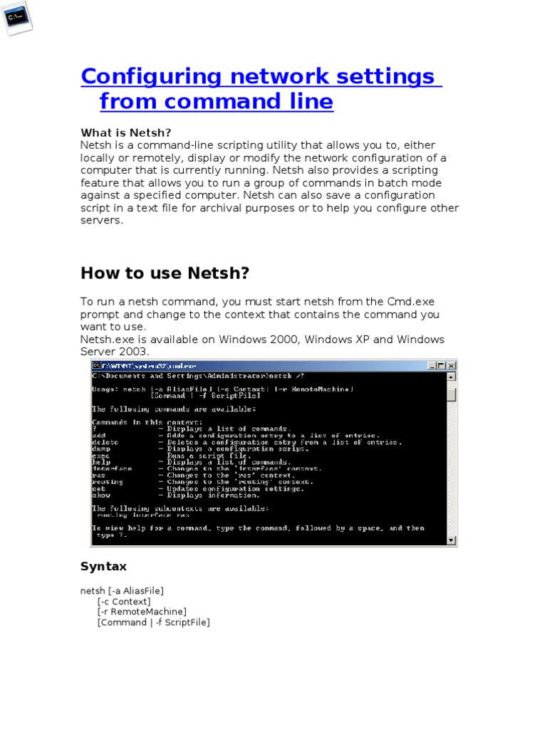 Configuring Network Settings From Command Line | PDF | Ip Address | Command Line Interface