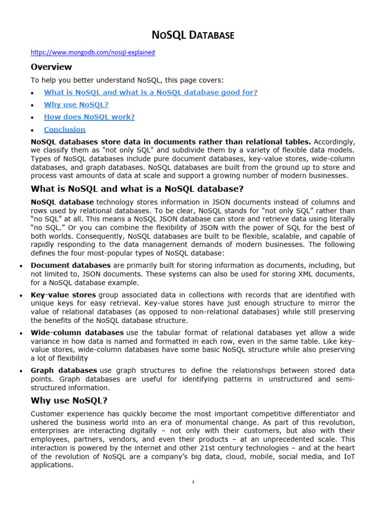 NOSQL Database | PDF | No Sql | Databases