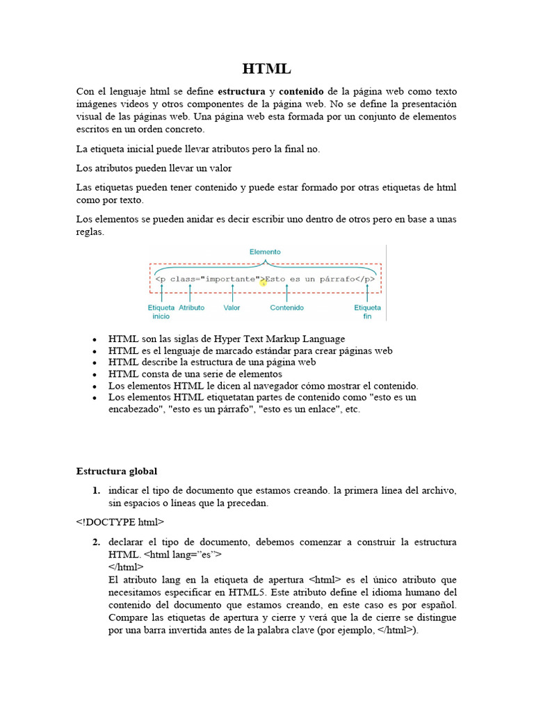Estructura y Elementos de HTML5 | PDF | HTML | Red mundial