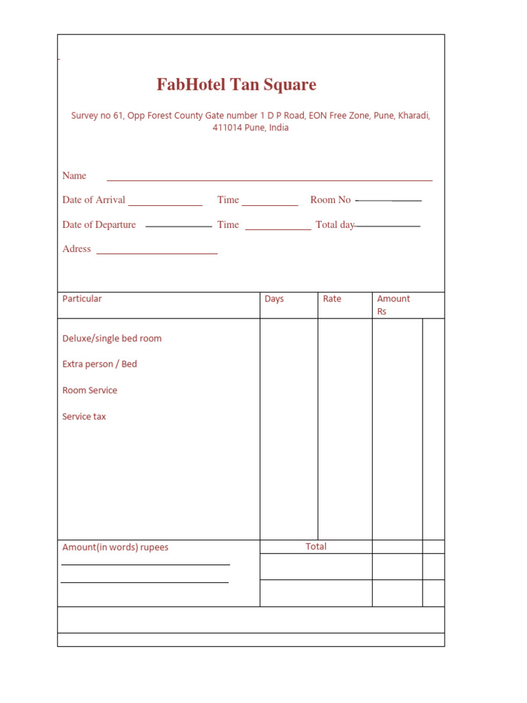 Hotel Bill For Pune | PDF