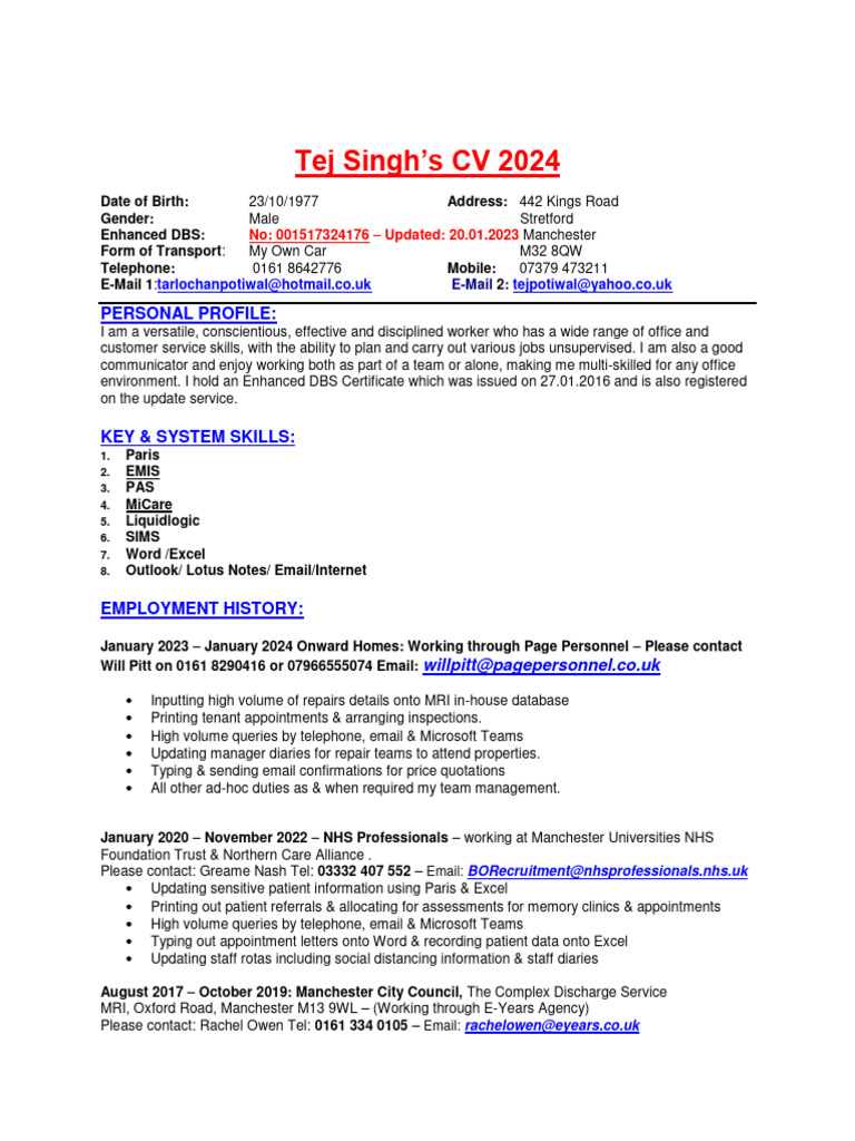 Tej Singh CV 2024 Overview | PDF | Computing