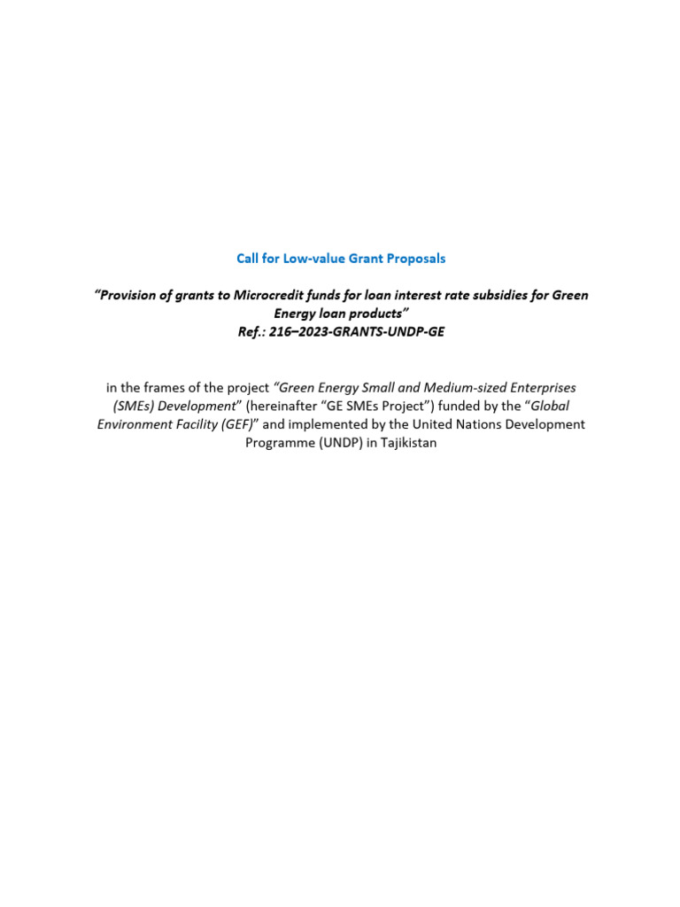 216 2023 Grants Undp Ge - Eng | PDF | Solar Power | Renewable Energy