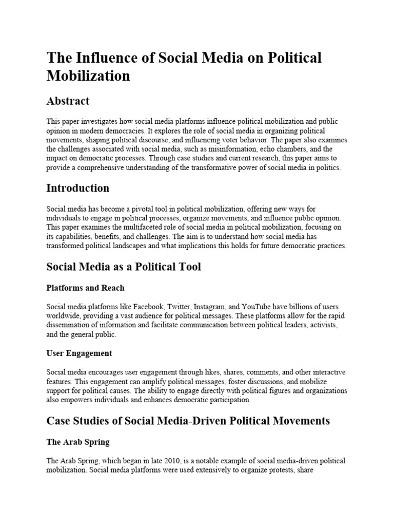 Social Media's Role in Political Mobilization | PDF | Social Media ...