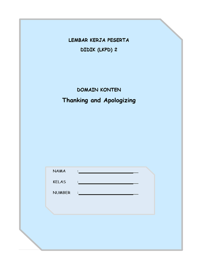 LKPD THANKING APOLOGIZING Pertemuan 2 | PDF | Self-Improvement