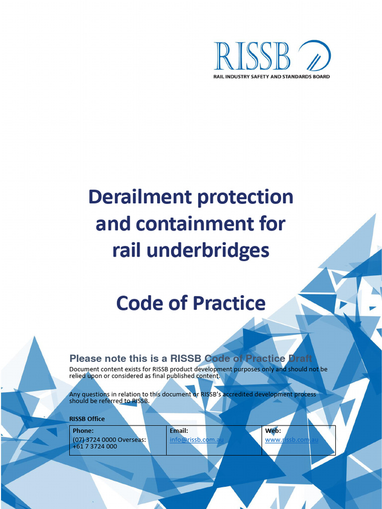 2019_07_CoP-Derailment-protection-and-containment-for-rail-underbridges_PC-Draft | PDF | Risk ...