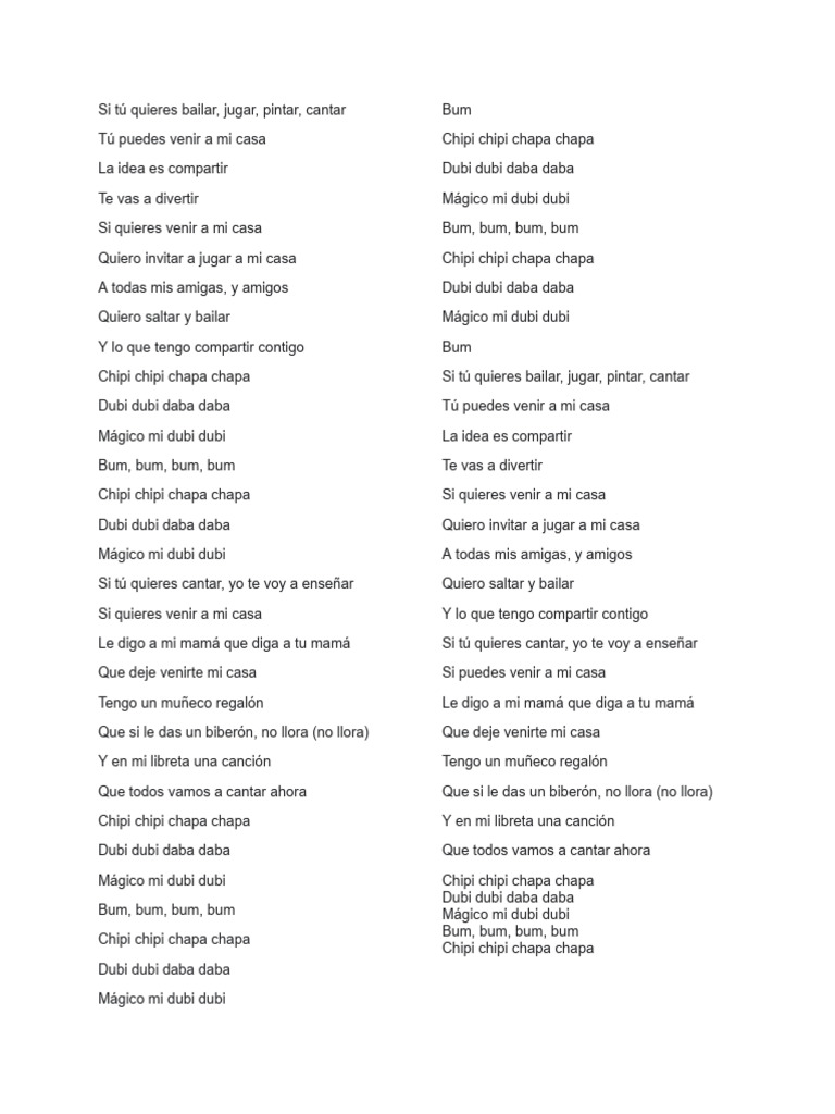 Letra de "Chipi Chipi Chapa Chapa" | PDF | Música grabada | Singles ...