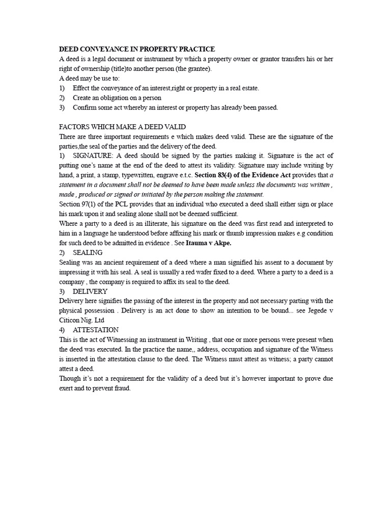 Akintola's Conveyance Law Notes 1 | PDF | Mortgage Law | Security Interest