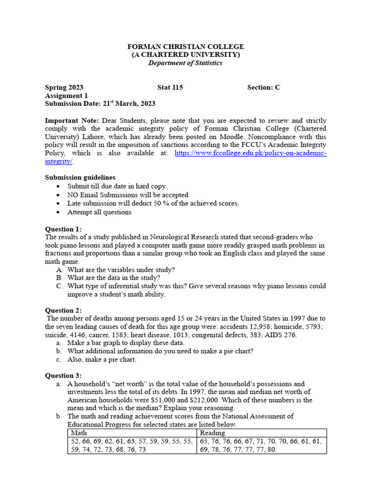 Assignment 1 | PDF | Mean | Median Assignment 1 | PDF | Mean | Median