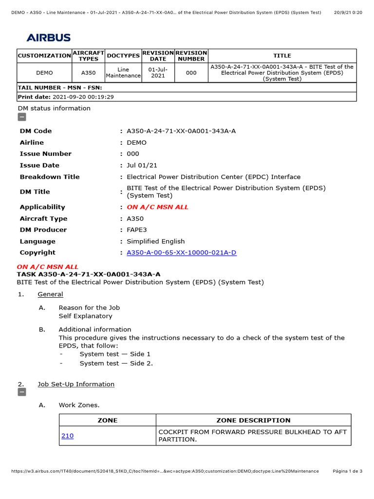 BITE Test of The Electrical Power Distribution System (EPDS) (System ...
