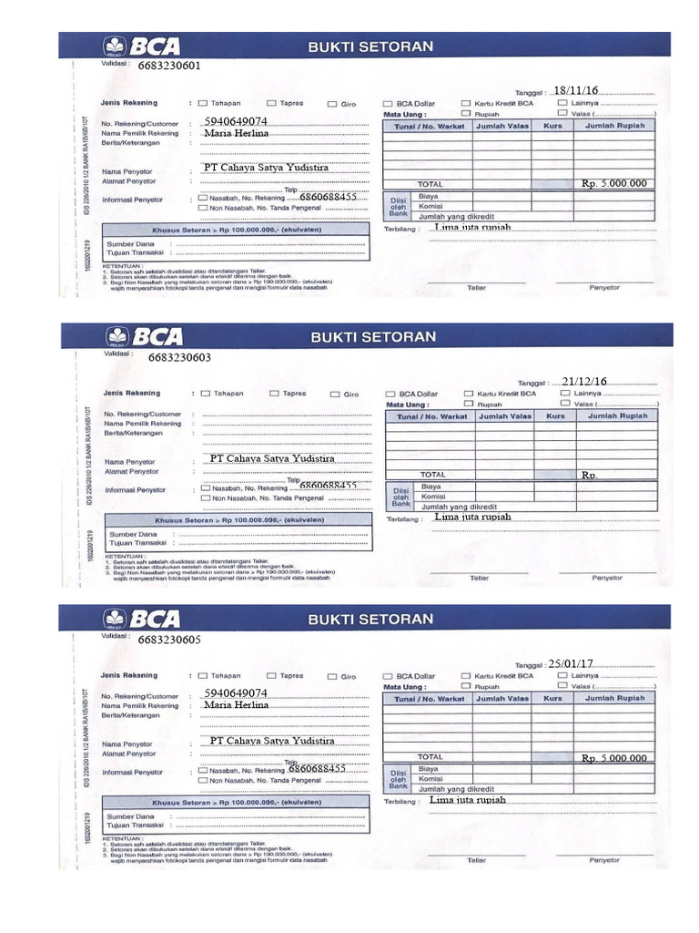 Payment Records: Maria Herlina & PT Cahaya Satya | PDF | Indonesian ...