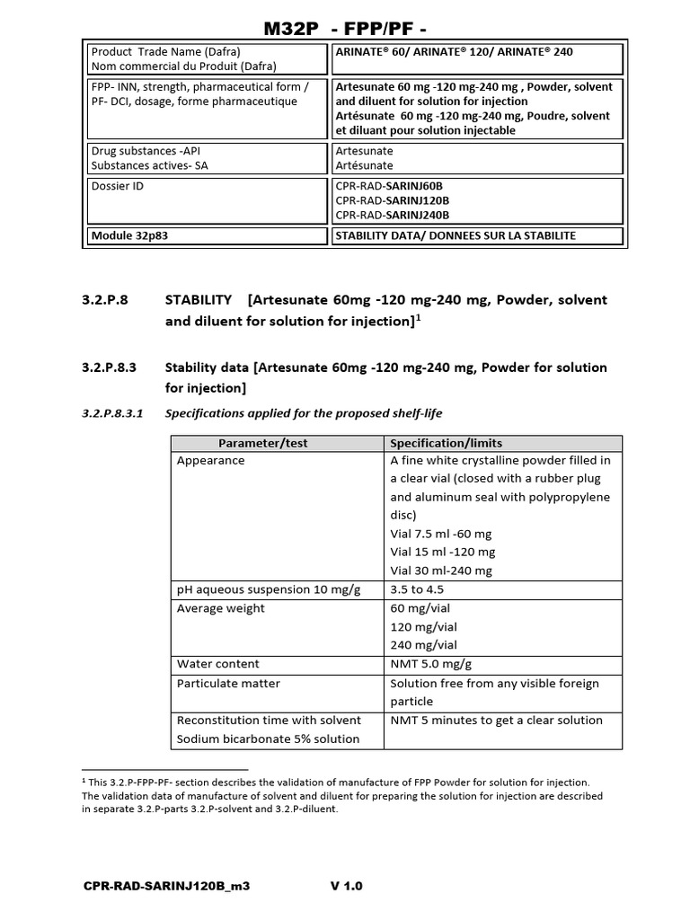 32p83 Stability Data - SARINJB - v1 | PDF | Sodium | Materials
