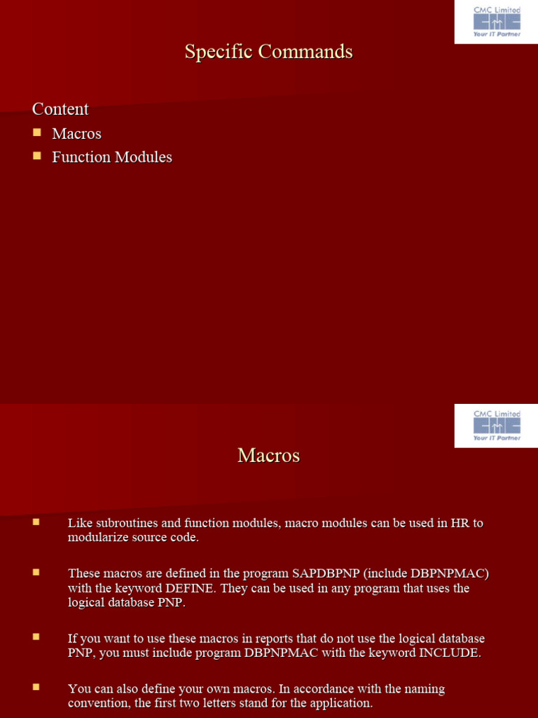 Specific Commands | PDF | Macro (Computer Science) | Databases Specific Commands | PDF | Macro (Computer Science) | Databases