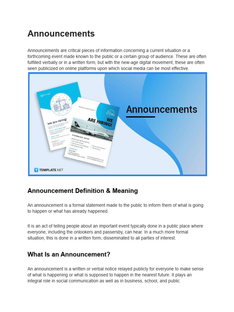 Announcements PDF | PDF