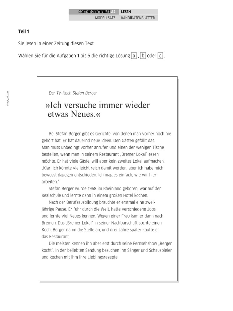 GZ A2 Modellsatz 4 | PDF