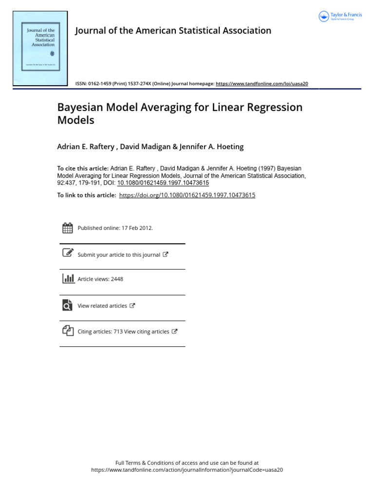 Bayesian Model Averaging in Regression | PDF | Regression Analysis ...