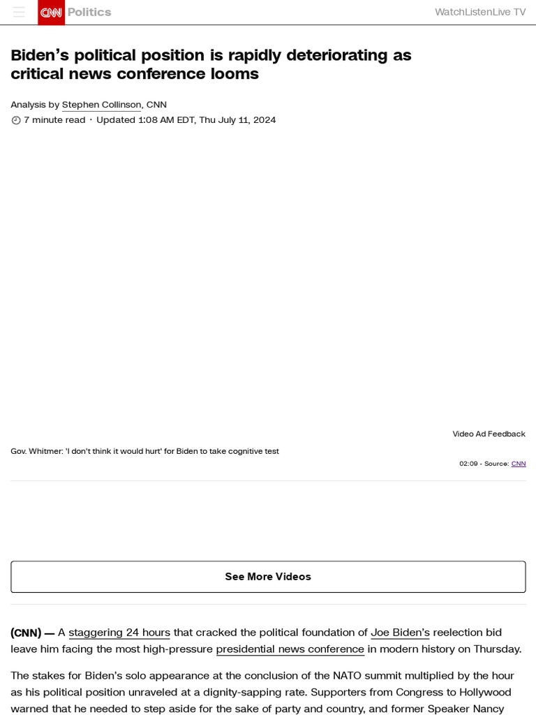 Biden's Political Position Is Rapidly Deteriorating As Critical News ...