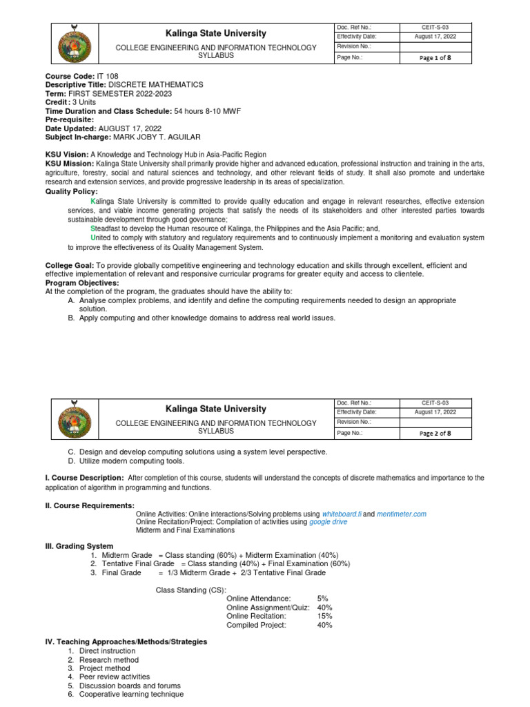 Discrete-Mathematics-Syllabus-ISO-formatGAD | Download Free PDF | Logic ...