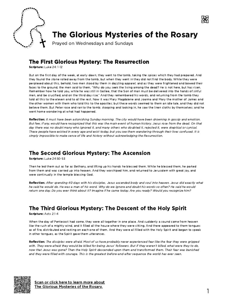 Glorious Mysteries of The Rosary | PDF | Mary, Mother Of Jesus ...