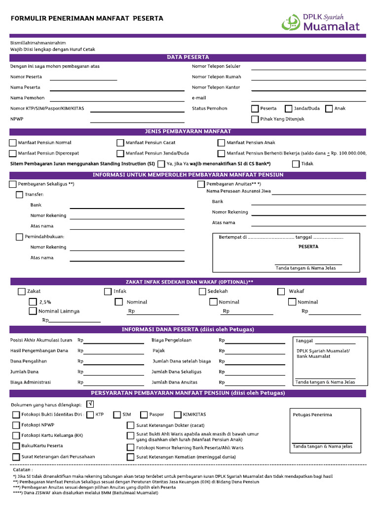 Formulir Penerimaan Manfaat | PDF