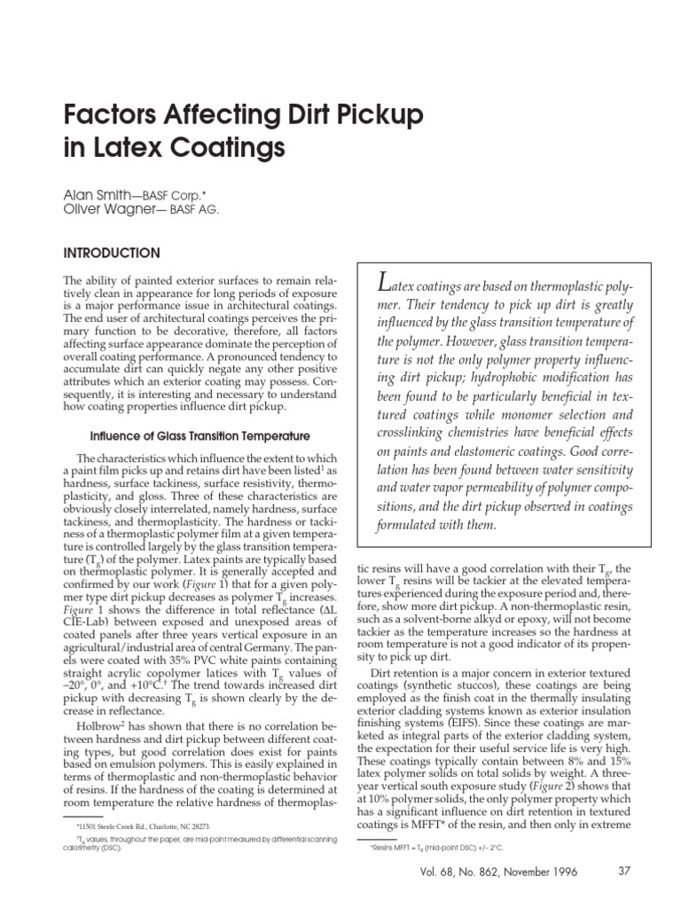 Dirt Pickup Resistance in Latex Coatings | PDF | Paint | Acrylic Paint