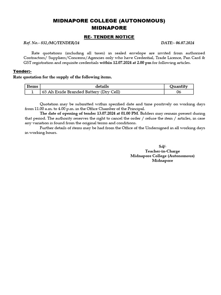 Re Tender Notice 27.06.2024 | PDF