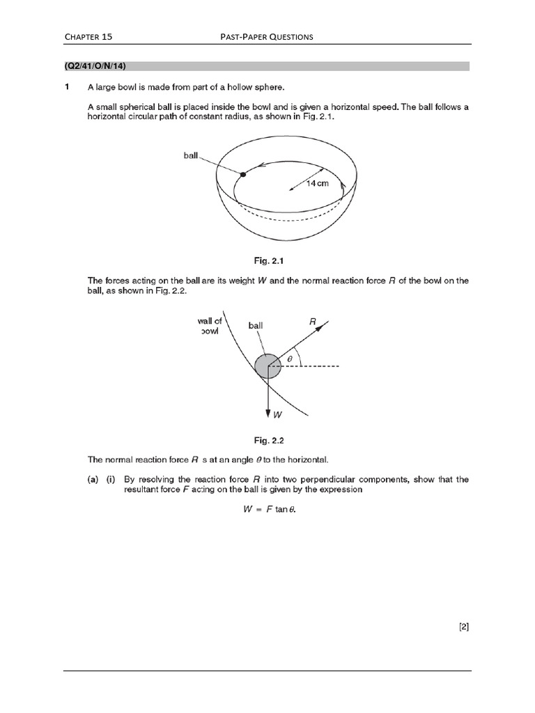 Past Paper Questions on Circular Motion | PDF | Angle | Rotation