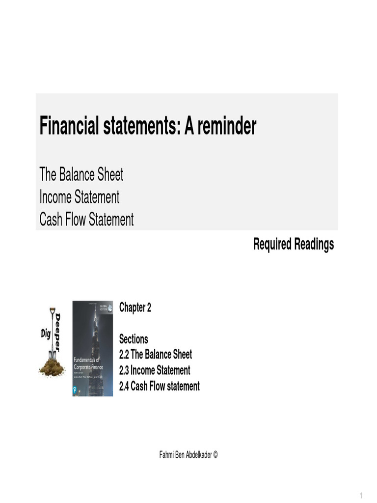 APPENDIX 0 REQUIRED READINGS Reminder of Financial Statements | PDF | Balance Sheet | Cash Flow ...