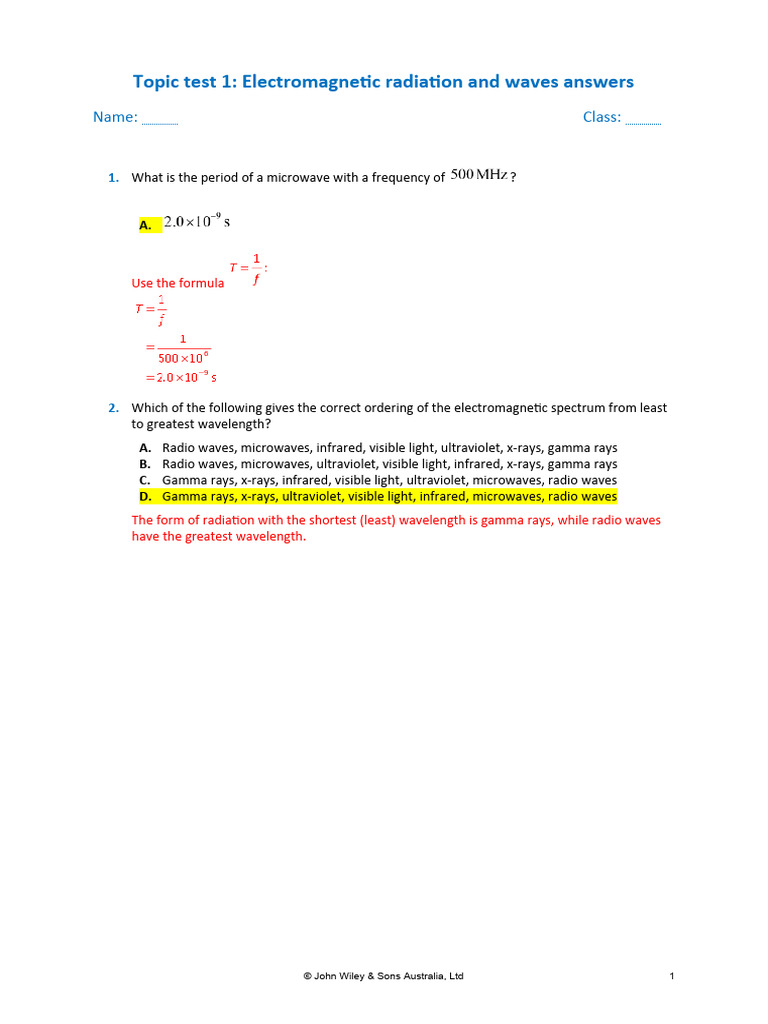 CFAT - Chapter 1 (Solutions) | PDF | Electromagnetic Radiation | Waves