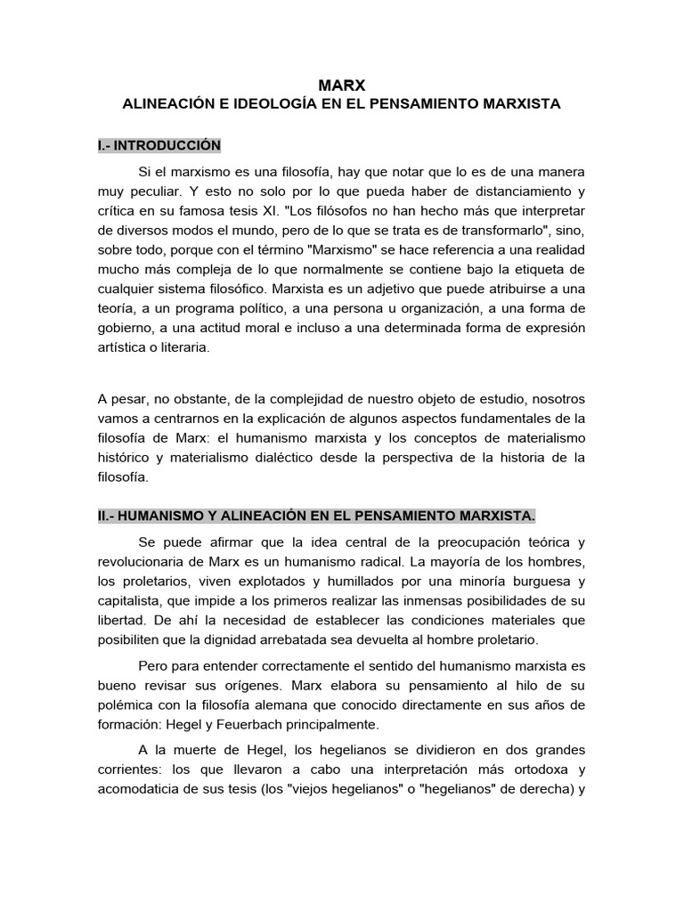Humanismo y Alineación en Marxismo | PDF | Karl Marx | Ideologías