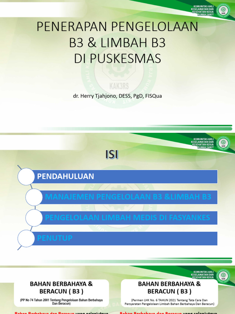 Penerapan Pengelolaan B3 Dan Limbah B3 161223 Ok | PDF