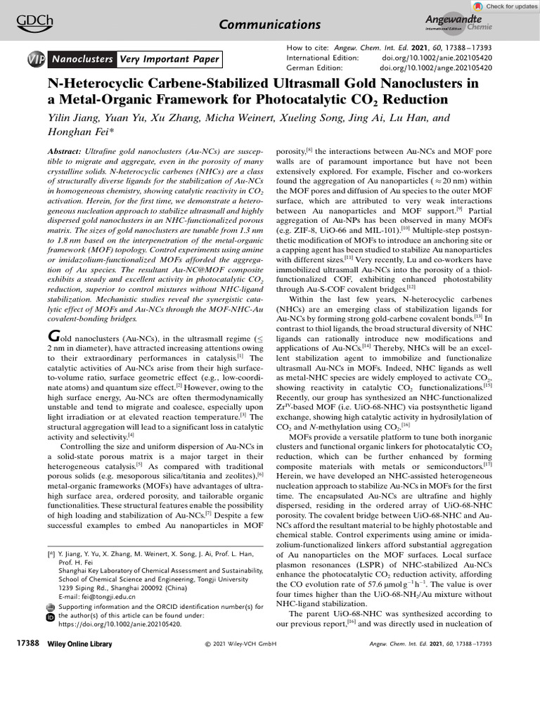 Angew Chem Int Ed - 2021 - Jiang - N Heterocyclic Carbene Stabilized ...