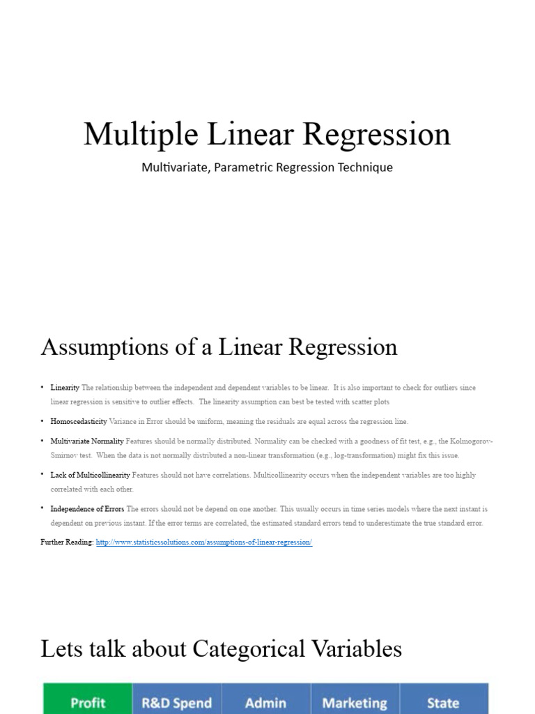 Multiple Linear Regression | PDF | Regression Analysis | Errors And Residuals