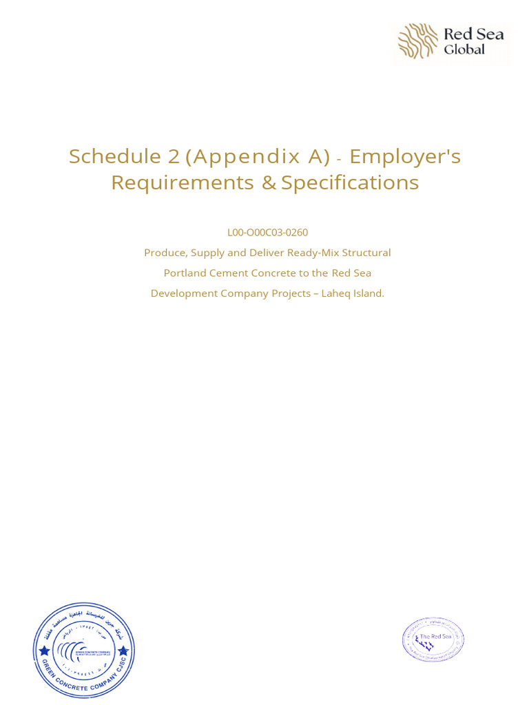 Schedule 2 - Employers Requirements Specifications | PDF | Concrete | Waste