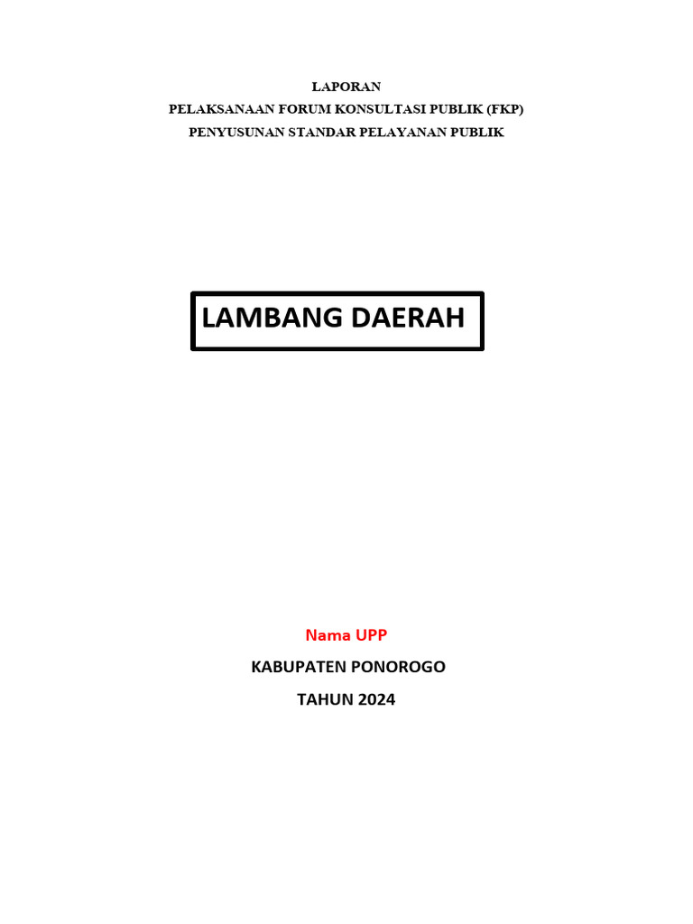 Template Laporan FKP - Penyusunan SPP Edit | PDF