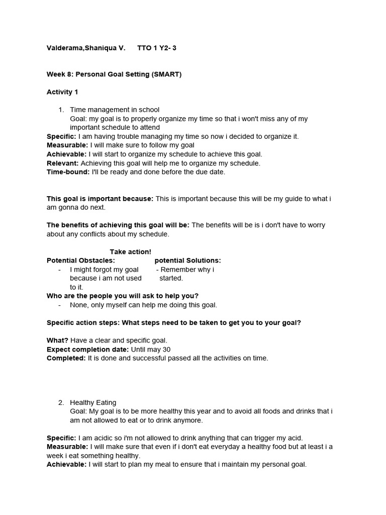 Personal Goal Setting Pdf Goal Disciplines
