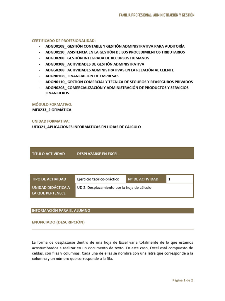 UF0321 - UD2 - ACTIVIDAD1 - Ejercicio Teórico-Práctico Alumno | PDF | Hoja de cálculo ...