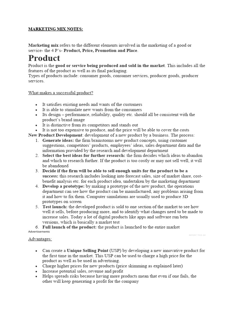 MARKETING MIX NOTES | PDF | Pricing | Demand