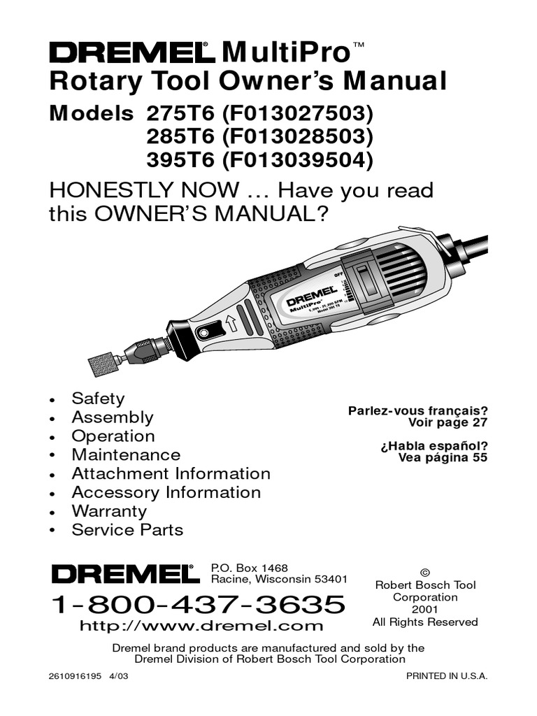 DREMEL MultiPro Manual | PDF