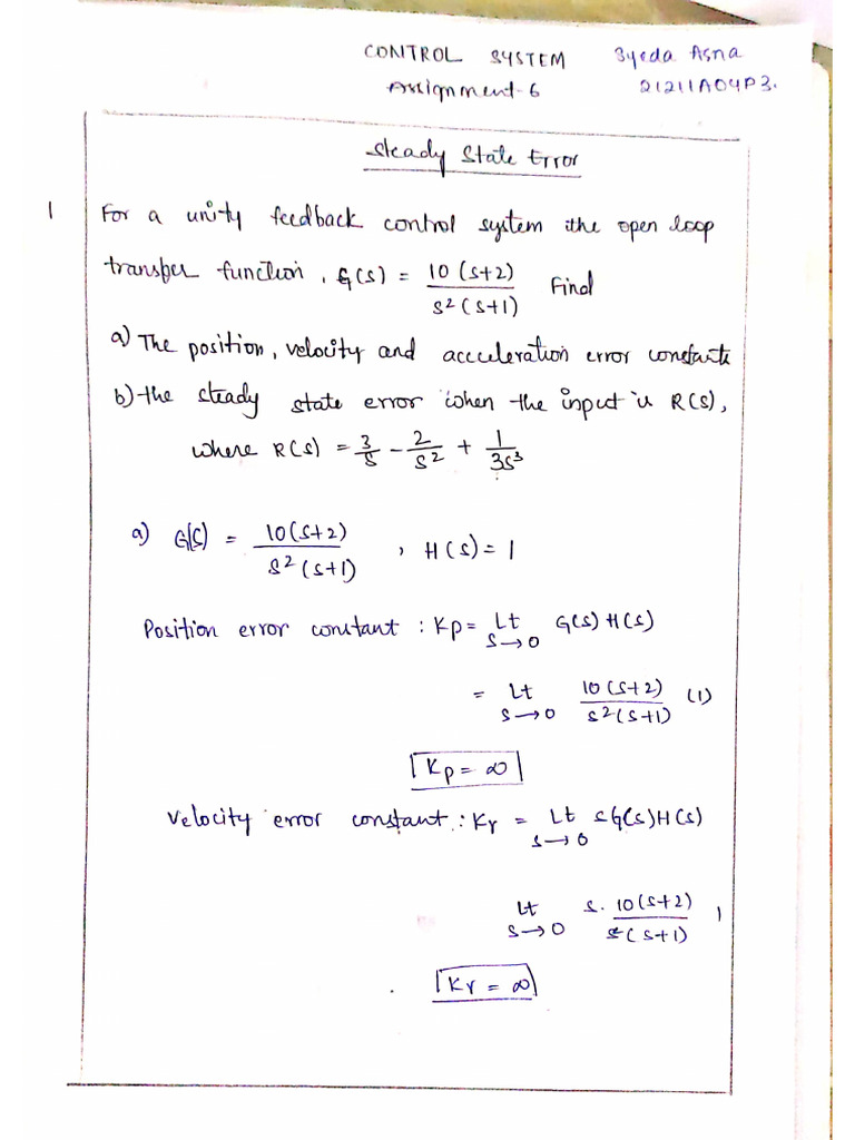 Steady State Error (4p3) | PDF