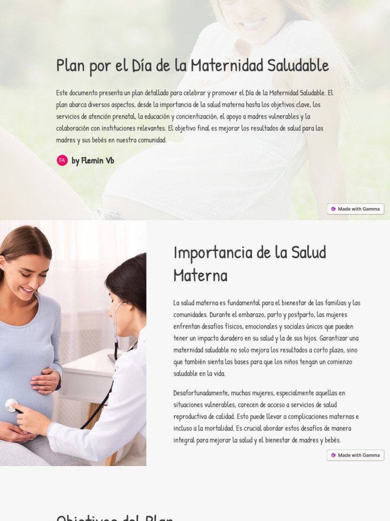 PLAN MATERNIDAD SALUDABLE | PDF | Salud maternal | Parto