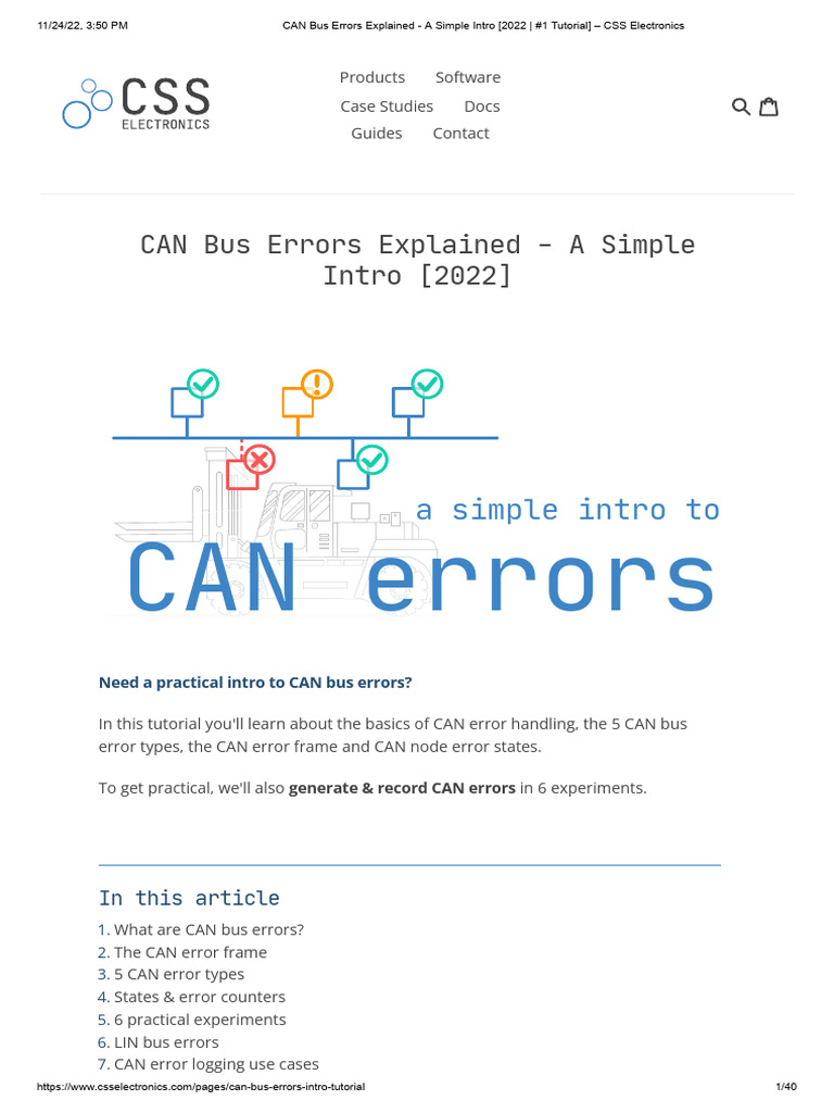 CAN Bus Errors Explained - A Simple Intro (2022 - #1 Tutorial) - CSS Electronics | PDF ...