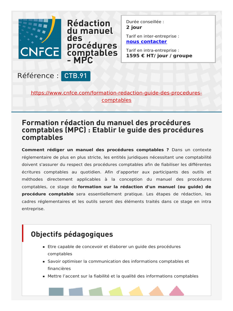 Rédaction du Manuel des Procédures Comptables | PDF | Contrôle interne ...