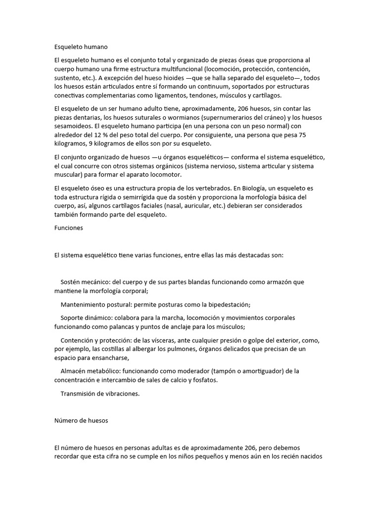 Esqueleto humano | PDF | Esqueleto | Hueso