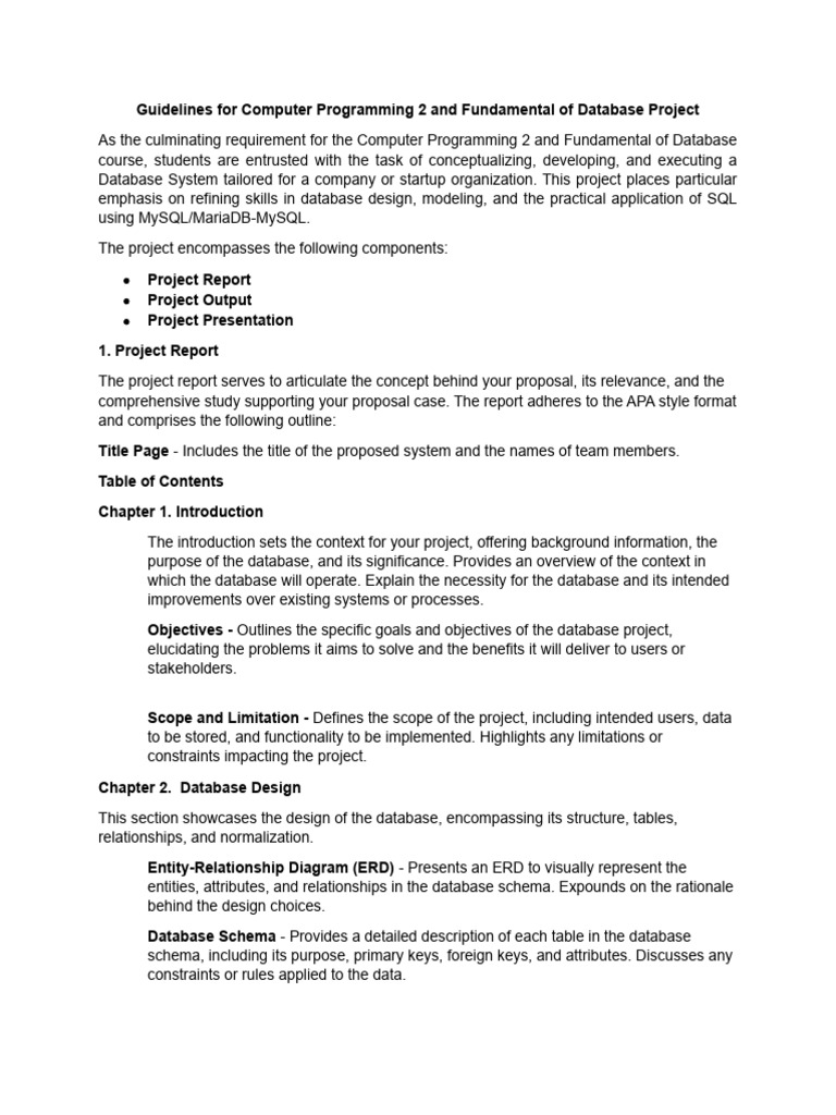 Guidelines For The Prog2 and DBMS Project | PDF | Databases ...