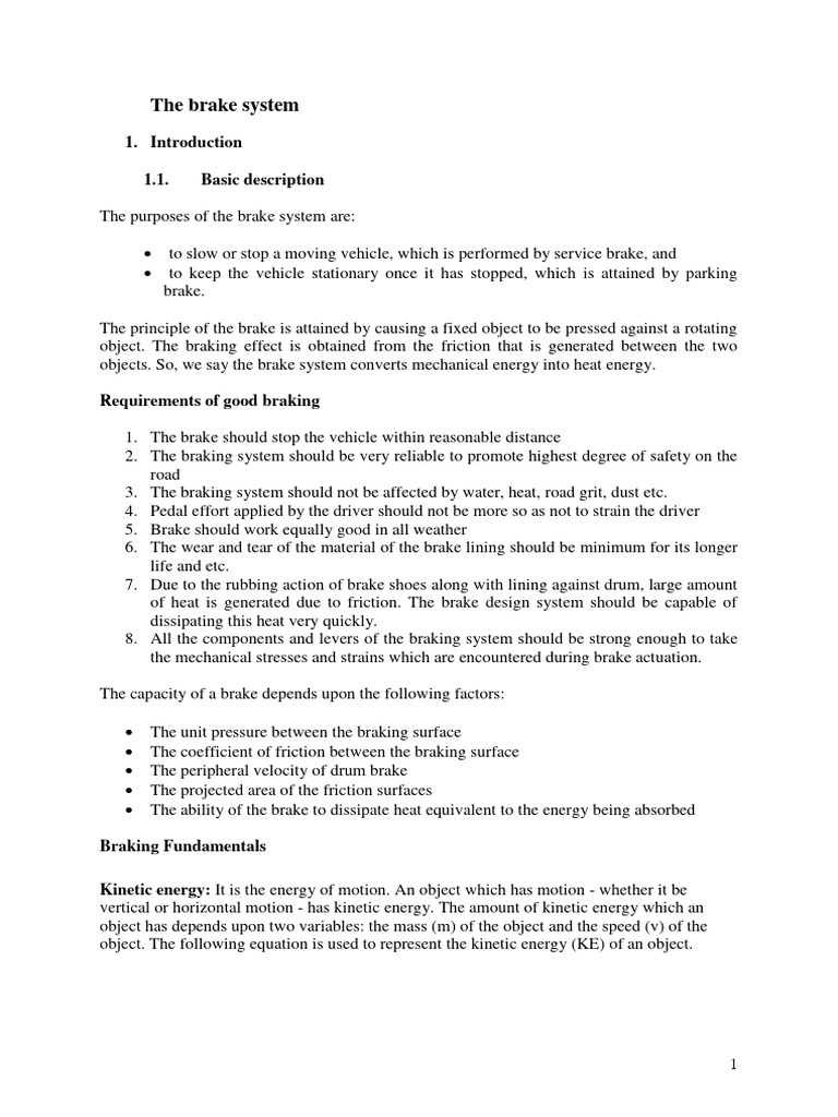 Braking System Theory (Distance Education) Tom Print | PDF | Brake ...