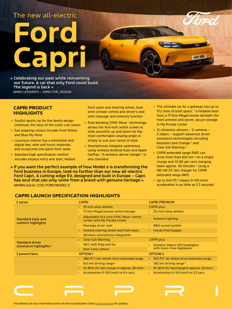 2024 Ford Capri Fact Sheet | Download Free PDF | Vehicles | Motor Vehicle