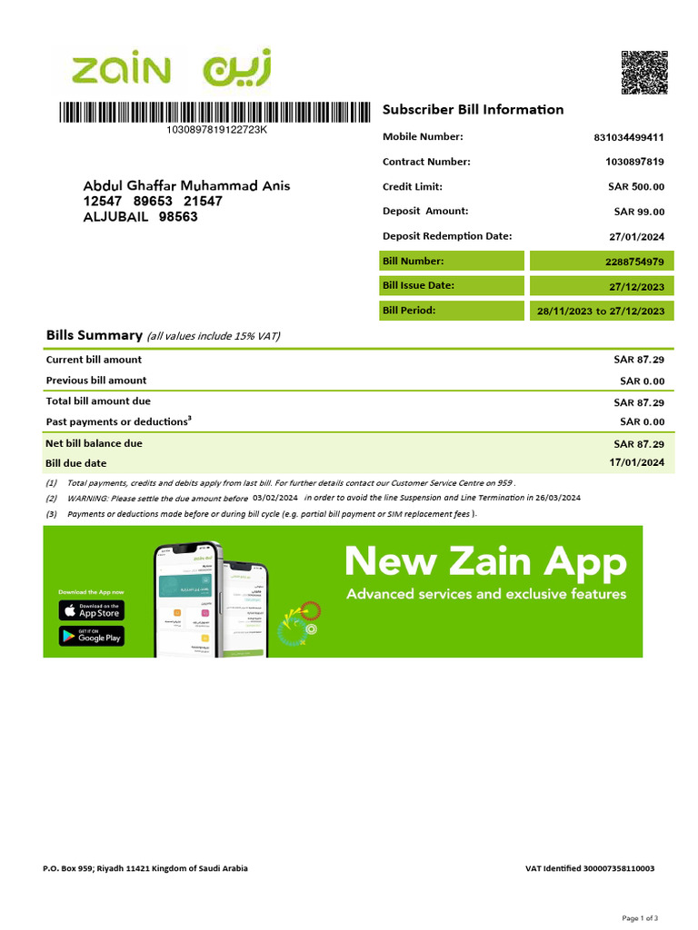 Mobile Bill Saudia | PDF | Value Added Tax | Payments
