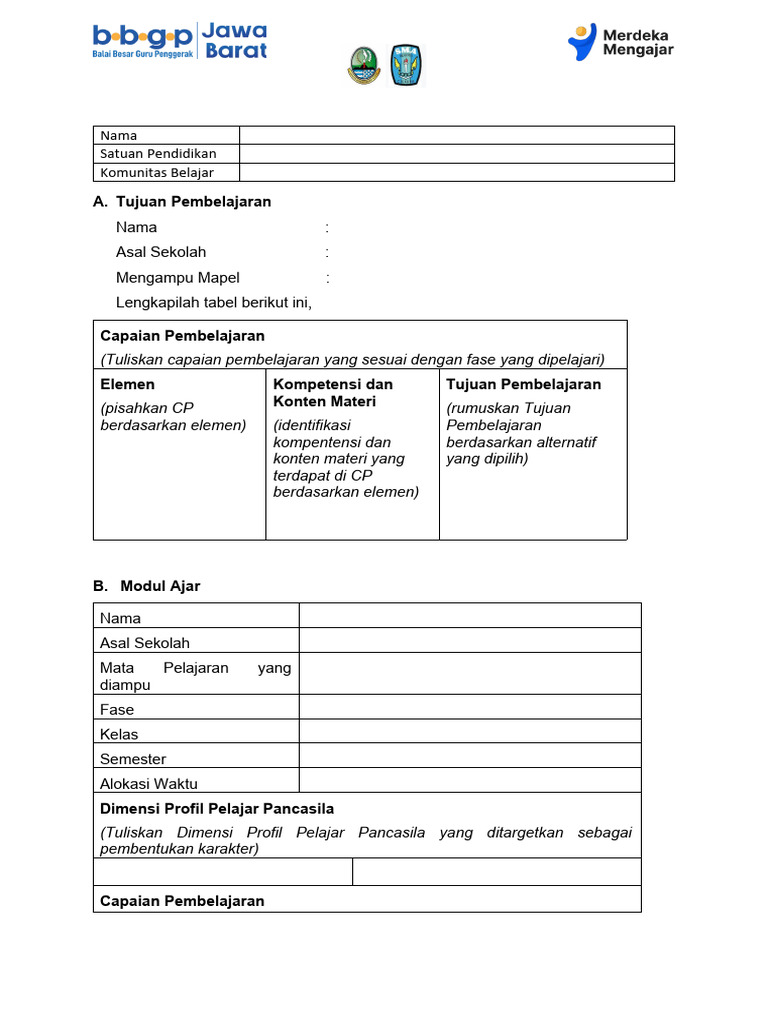 Contoh Template Modul Pembelajaran Di Kelas | PDF | Karier & Perkembangan