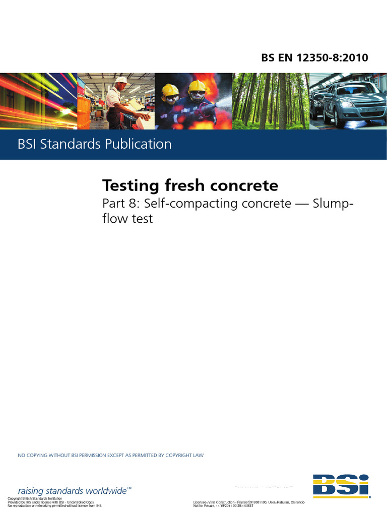 BS EN 12350-8 (2010) - SCC - Slump Flow | PDF | Concrete | Accuracy And ...
